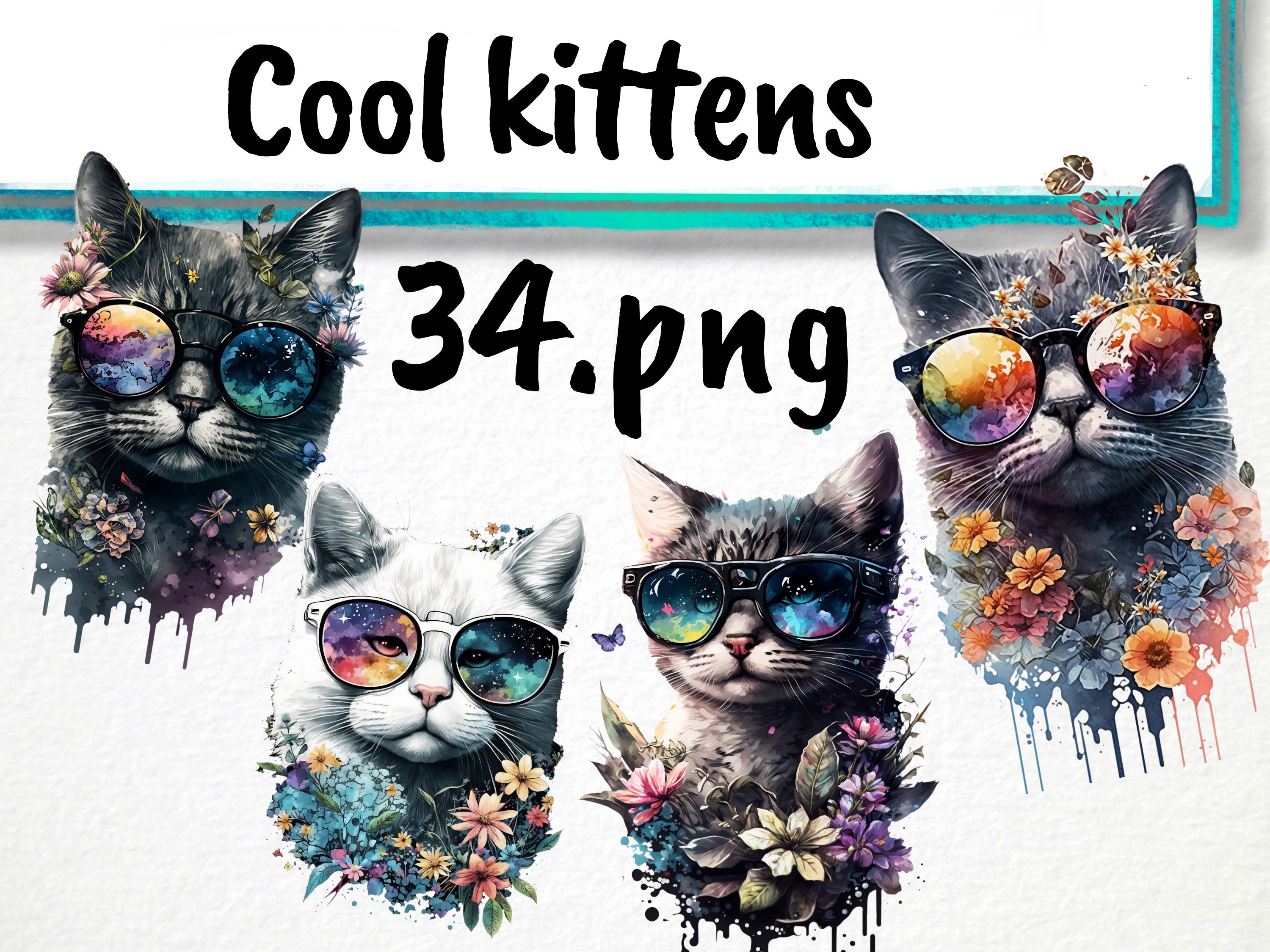 168 Cute Kittens Clip Art Bundle PNG Cat for Commercial Use - Etsy