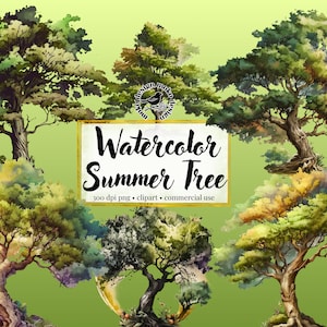 15 Watercolor Summer Tree of Life Clipart PNG Colorful Tree Summer ...