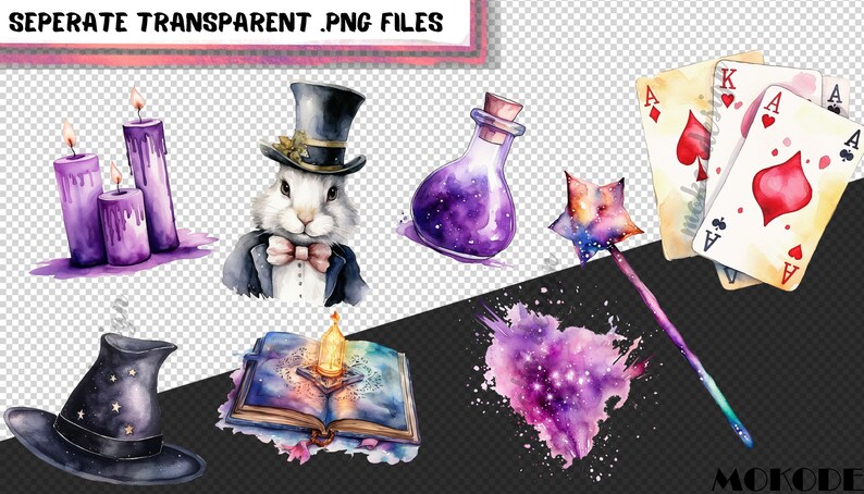 Watercolor Magician Clipart Wizard School Graphics Set of 32 - Etsy