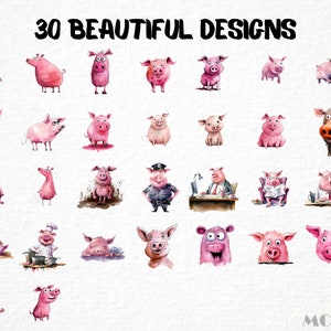 Funny Pink Pig Clipart 30 Png, Cute Caricature Piglet, Farm Animal ...