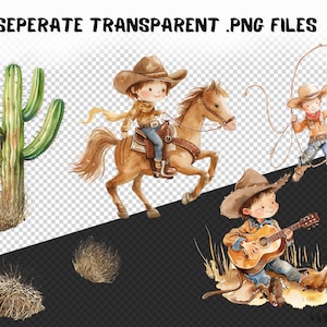 Watercolor Cute Cowboy Clipart 45 Png, Western Clipart, Wild West ...