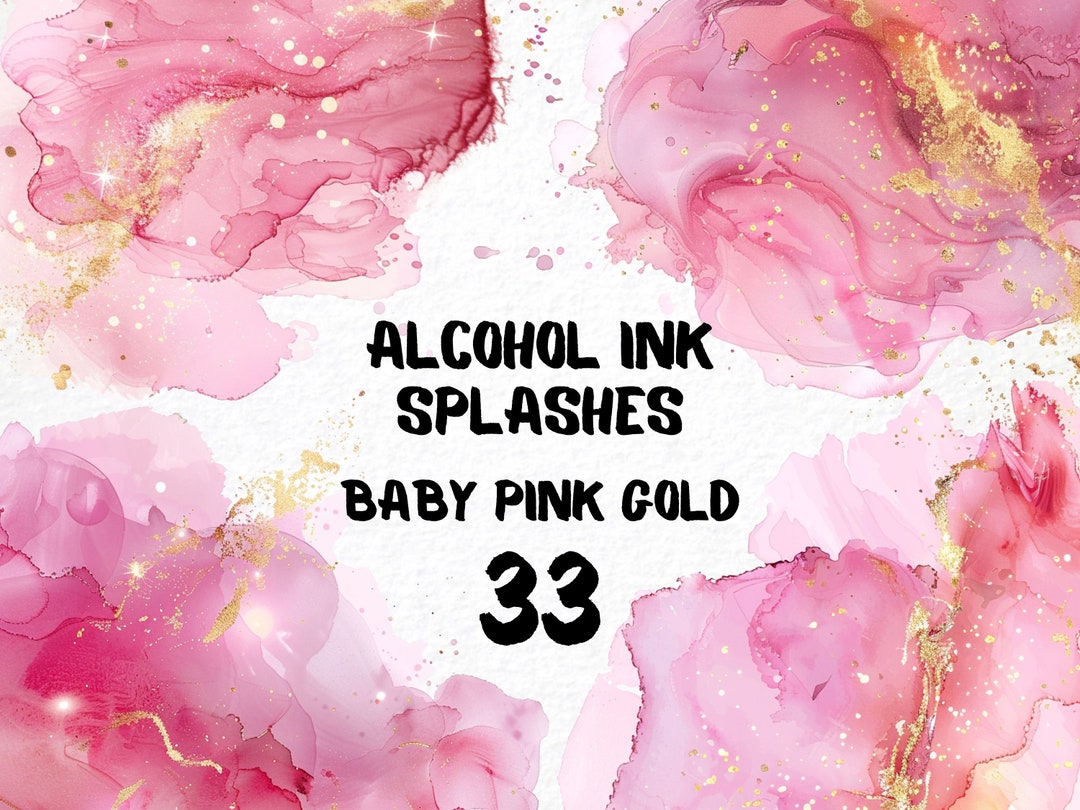 Abstract Baby Pink Gold Color Splash Clipart 33 Png, Watercolor Alcohol ...
