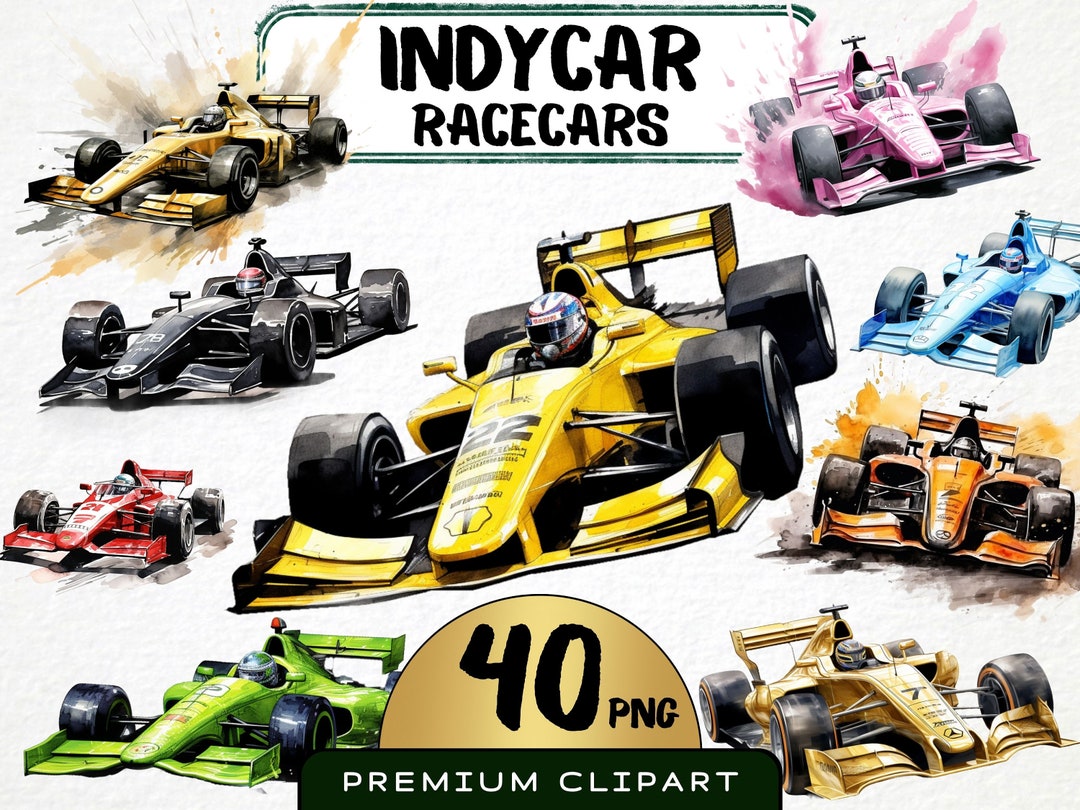 Indycar Watercolor Clipart, Set of 40, Racecar Clipart Bundle, Car ...