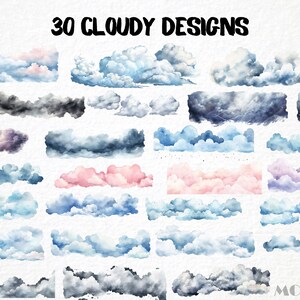 Watercolor Cloud Borders, 27 Png, Cloudy Clipart, DIY Nature Graphics ...