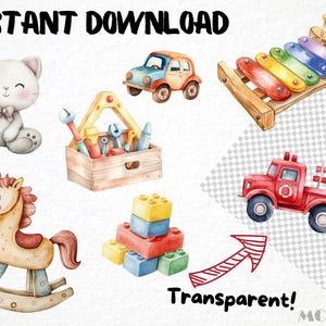 Watercolor Playroom Clipart 91 Png, Childrens Toys Cute Playtime ...