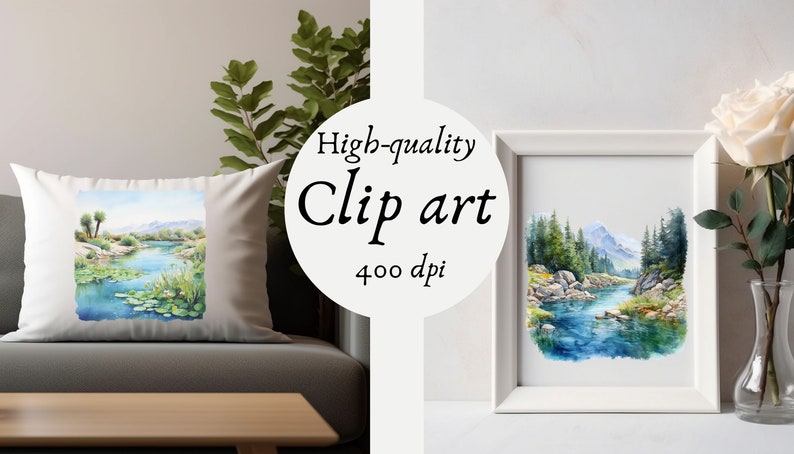 Watercolor Natural Spring Clipart, Set of 33, Freshwater Springs ...