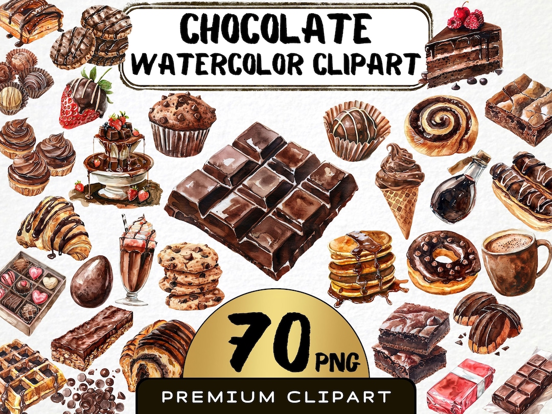Watercolor Chocolate Clipart 70 Png, Cocoa Clipart, Chocolate Bar Png ...