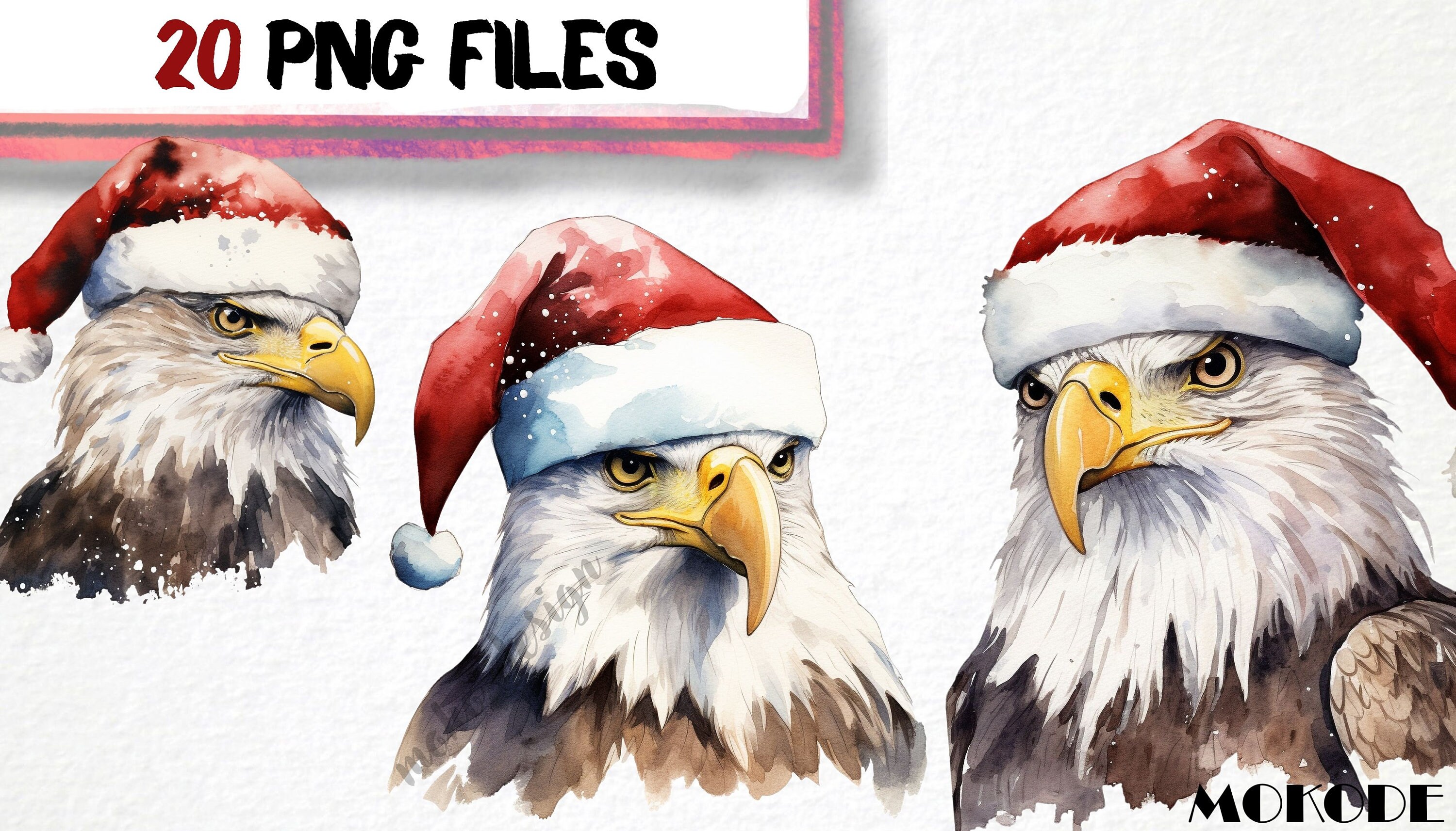 Christmas Eagle Watercolor Clipart, Set of 20, Holiday Bird, Festive ...