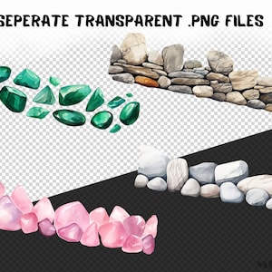 Watercolor Rock Borders - 56 Clipart Bundle, DIY Stone Graphics ...