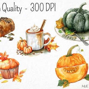Watercolor Pumpkin Foods Clipart, Autumn Dishes (digital Download) - Etsy