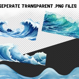 Watercolor Ocean Waves Borders 35 Png Clipart Bundle, DIY Graphics ...