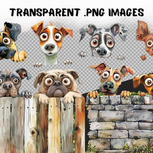 Funny Watercolor Peeking Dogs Clipart, 87 PNG Bundle - Etsy