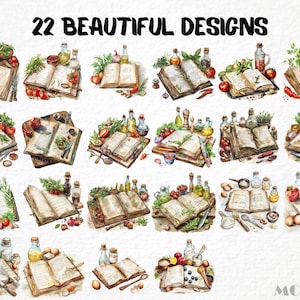 Watercolor Recipe Book Clipart 22 Png, Cookbook Art, Healthy Food ...