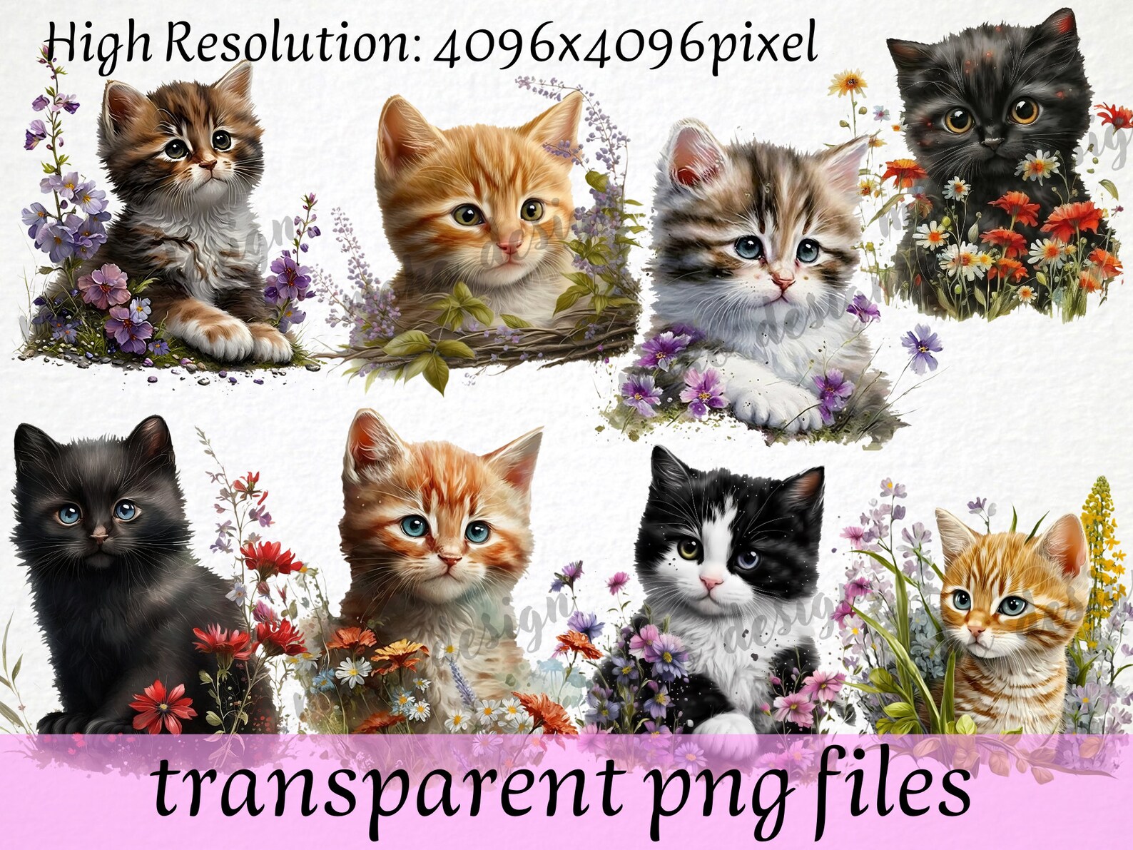 50 Cat Png Cat Clipart Kitten Clipart Watercolor Cute Cat - Etsy