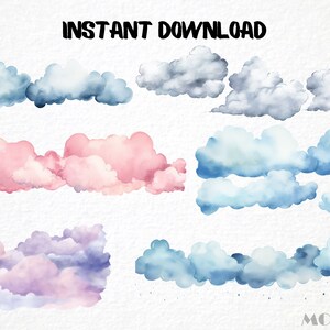 Watercolor Cloud Borders, 27 Png, Cloudy Clipart, DIY Nature Graphics ...