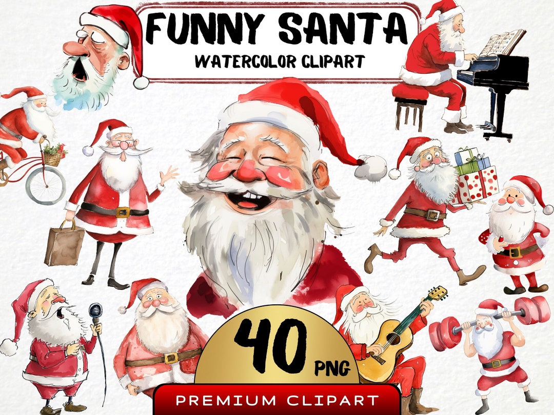 Funny Santa Clipart 40 Png, Festive Caricature Santa Clause, Goofy ...