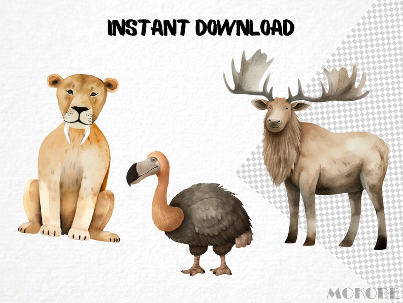 Watercolor Ice Age Animals Clipart Set of 35 Snow Animal - Etsy