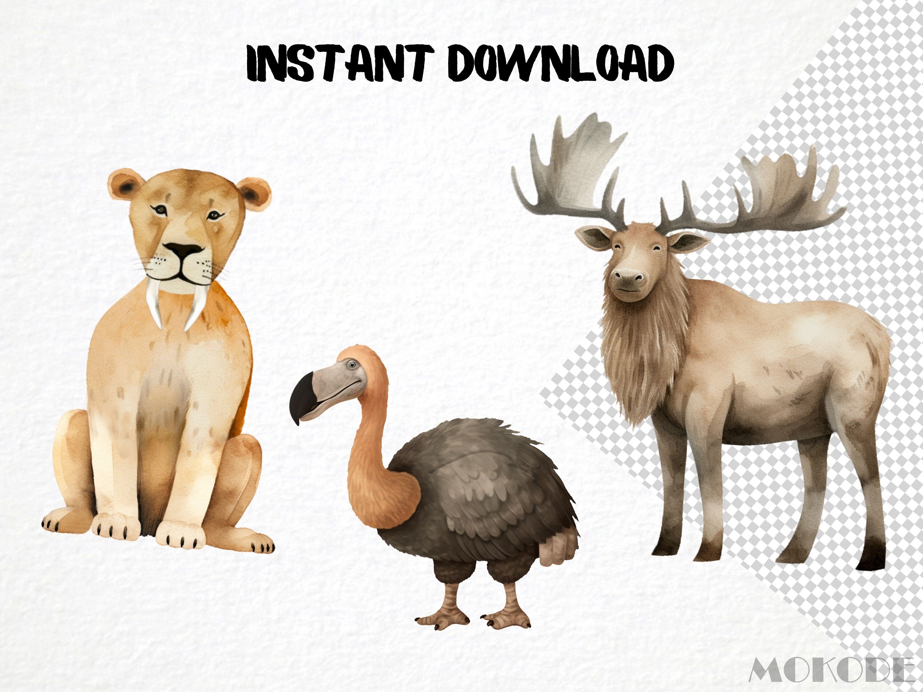 Watercolor Ice Age Animals Clipart Set of 35 Snow Animal - Etsy