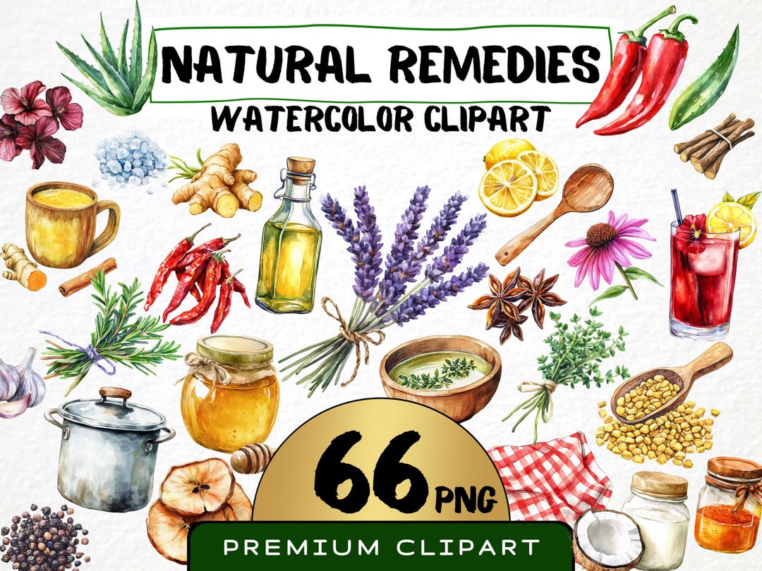 Watercolor Natural Remedies Clipart 66 Png, Homemade Medicine, Cooking ...