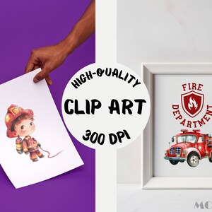 Watercolor Fire Station Clipart, 28 Png, Cute Firefighter Clipart, Fire ...