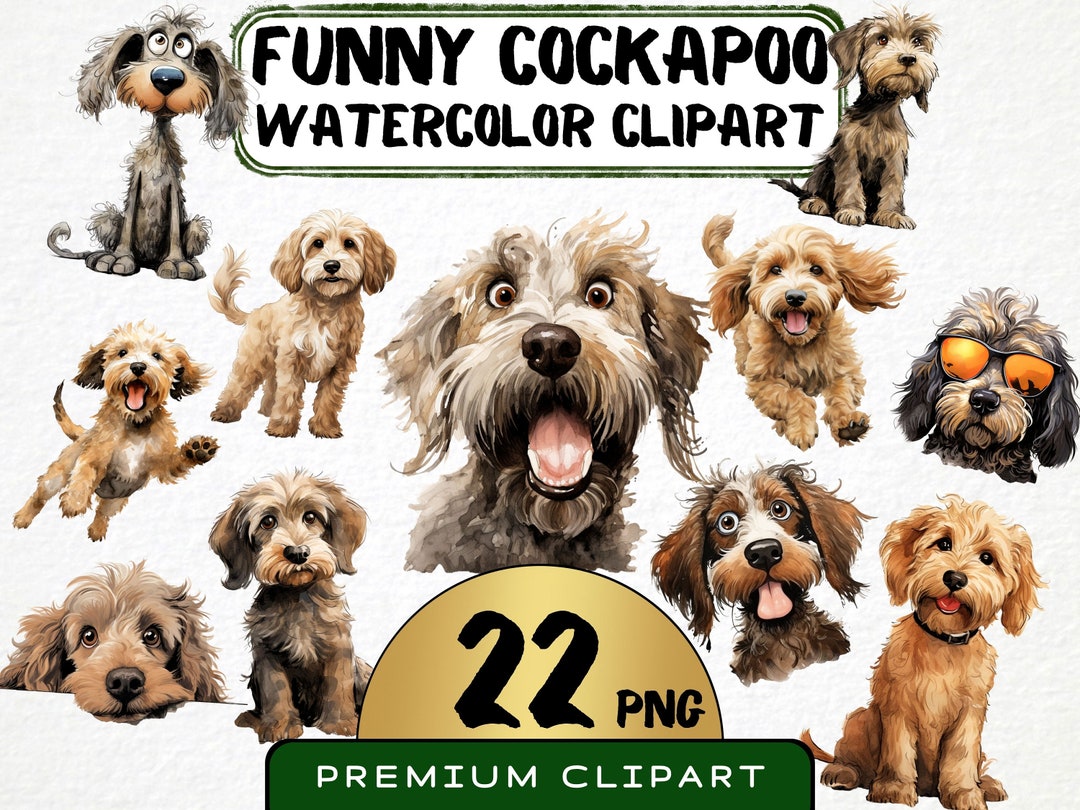Funny Cockapoo Dog Clipart 22 Png, Cute Caricature Pet, Puppies ...