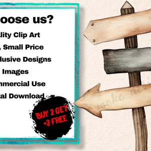 Wooden Sign Watercolor Clipart Wood Sign Illustration, Set of 40 ...