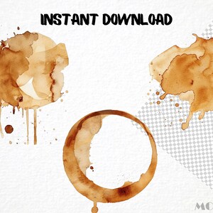 Watercolor Coffee Stains Clipart, Cafe Prints (21 PNG) (digital ...