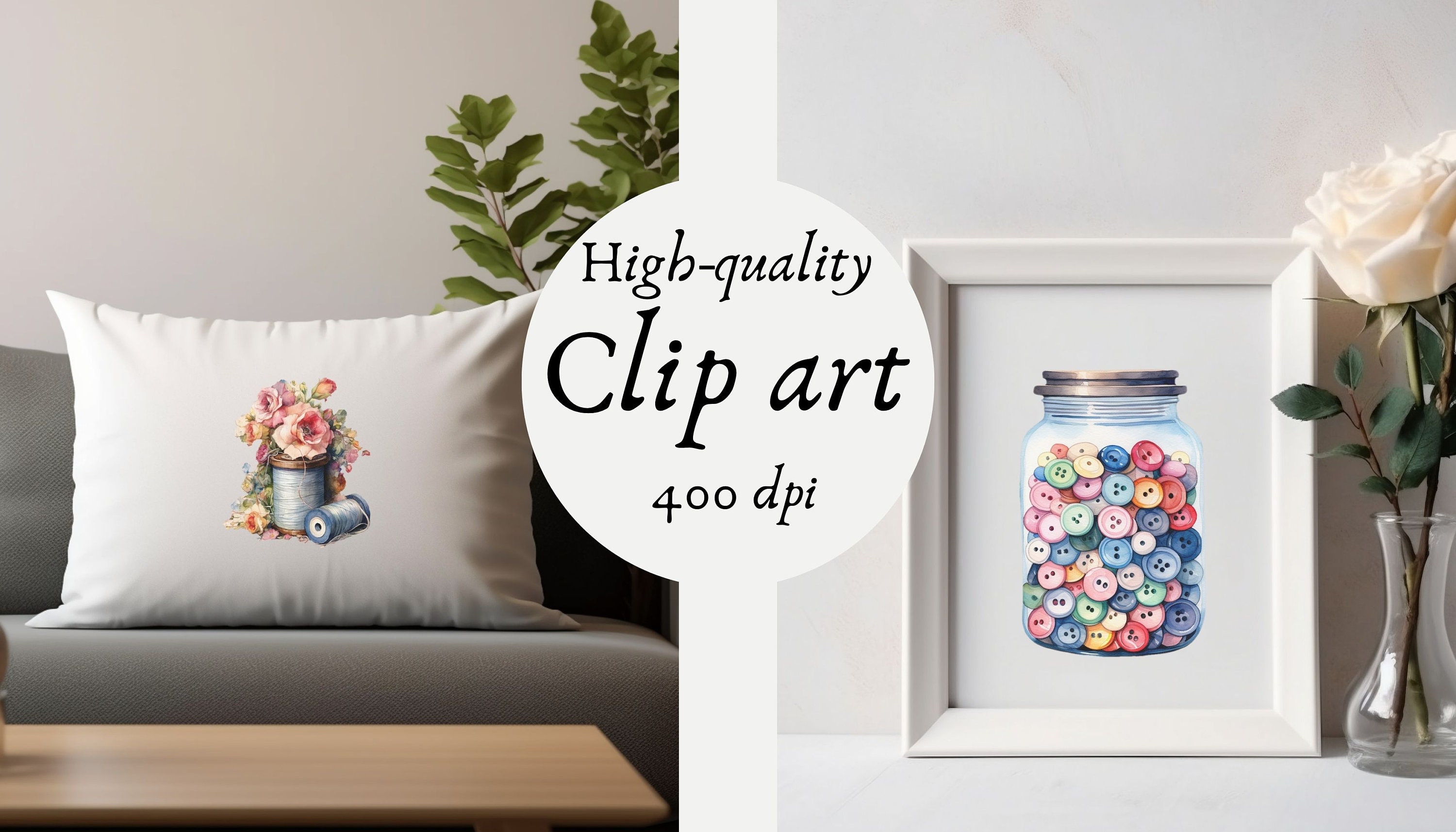 Watercolor Sewing Utensils Clipart, Set of 40, Craft Room Essentials ...