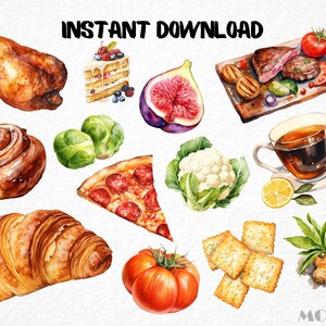 Food Megabundle Clipart, 2500 Png, Watercolor Fruits and Vegetables ...
