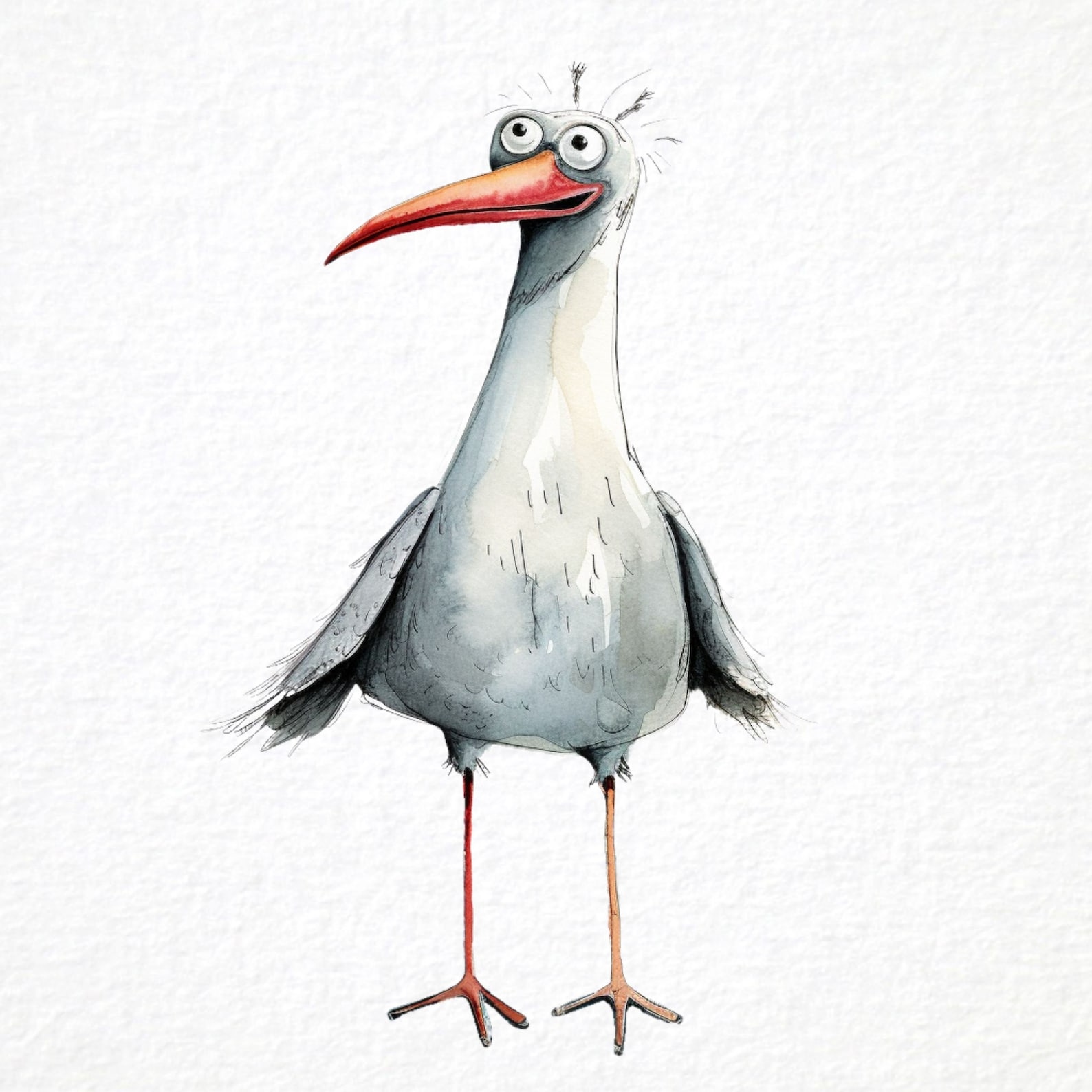 Funny Seagull Watercolor Clipart, Goofy Birds, Silly Gulls (digital ...