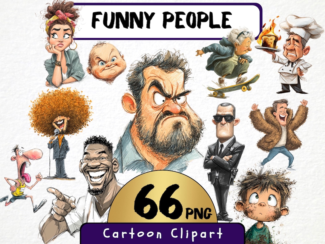 Funny People Clipart, Cartoon Character PNG Set (digital Download) - Etsy