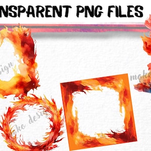 Fiery Borders Clipart Flame Graphics, Set of 17, Fire Illustrations ...