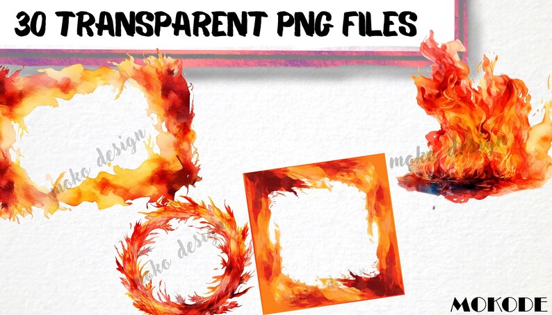 Fire Borders Clipart, Flame Graphics, Burning Borders (17 PNG Files ...