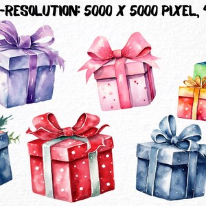 Watercolor Christmas Presents Clipart, Set of 22, Nursery Christmas ...