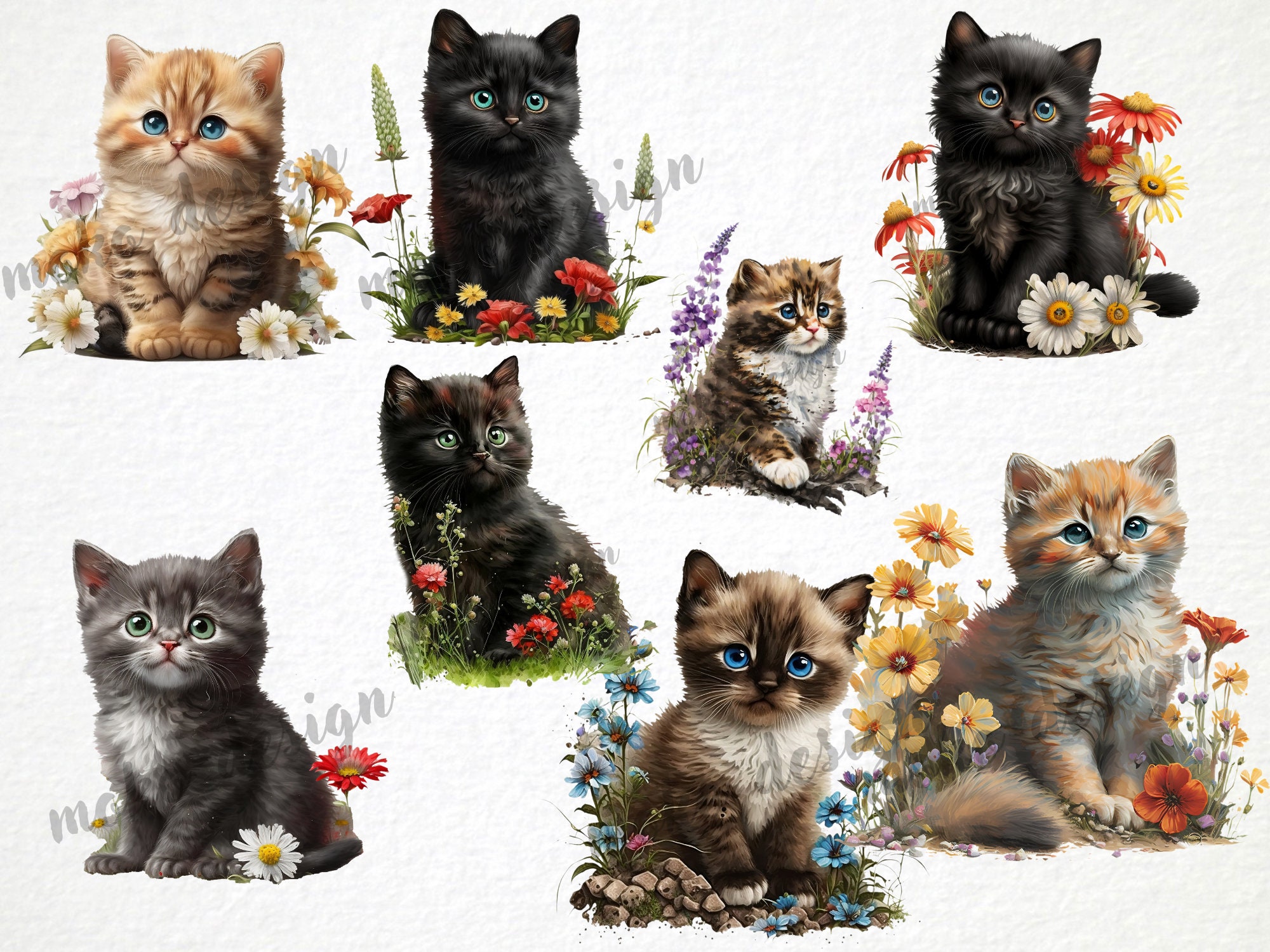 50 Cat Png Cat Clipart Kitten Clipart Watercolor Cute Cat - Etsy