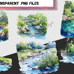 Watercolor Natural Spring Clipart, Set of 33, Freshwater Springs ...