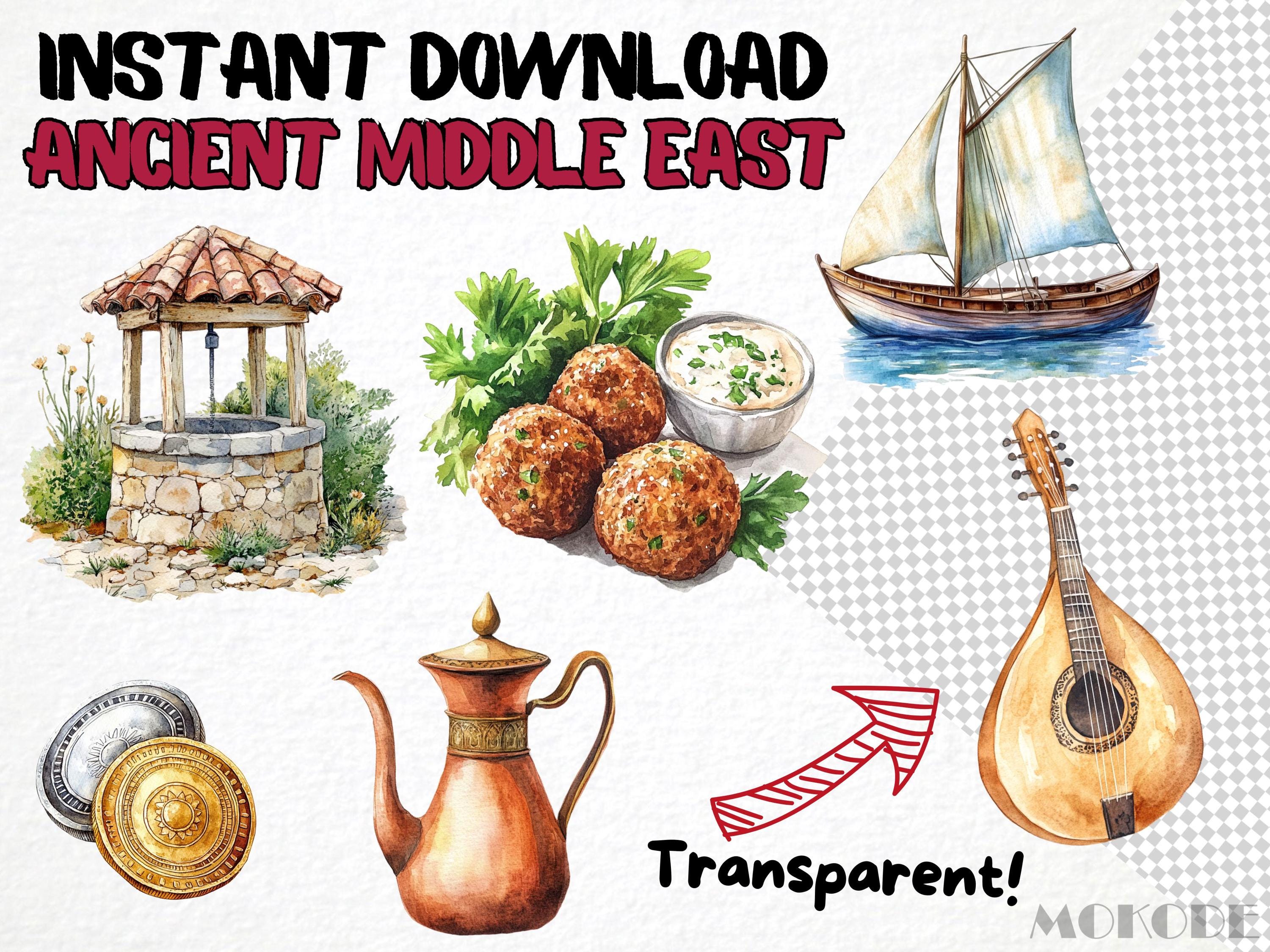 Watercolor Ancient Middle East Clipart 72 Png, Egypt Pyramid ...