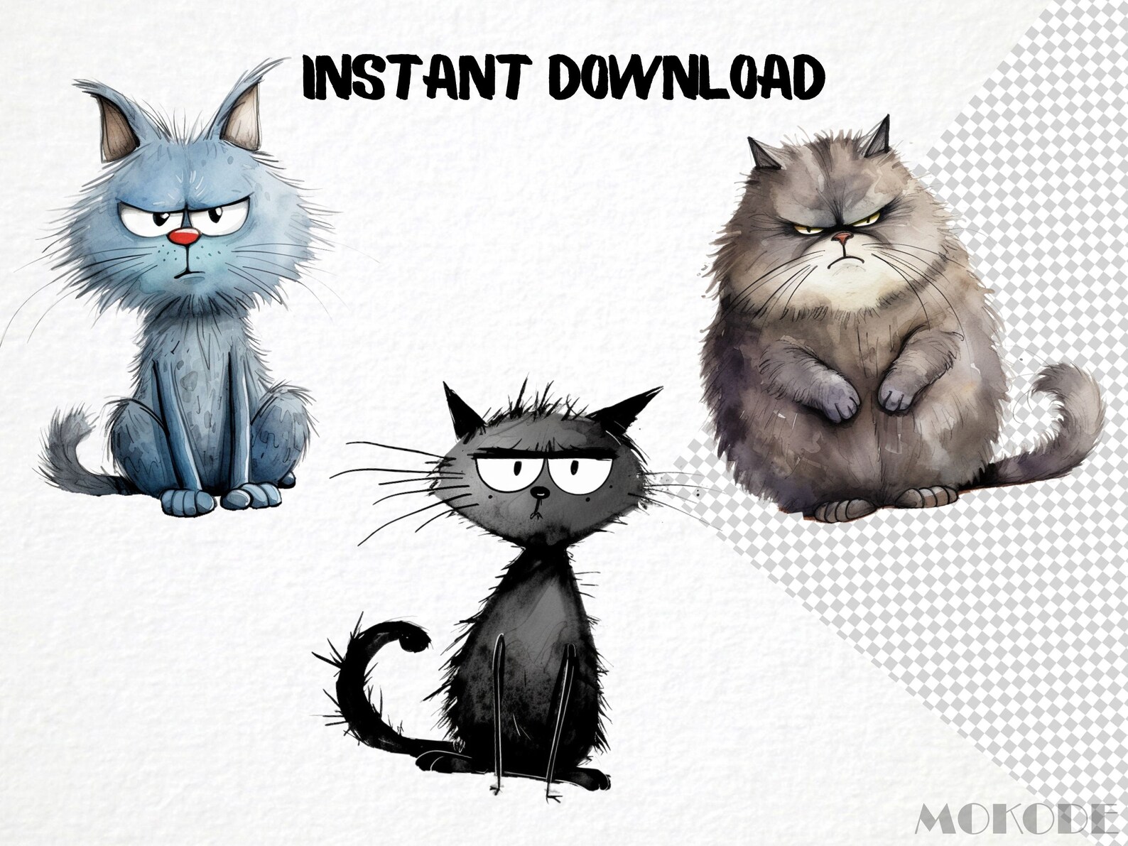 Funny Grumpy Cat Clipart 27 Png, Cute Caricature Cat, Angry Kitty ...