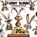 Funny Bunny Clipart 20 Png, Cute Caricature Pets, Quirky Rabbit ...