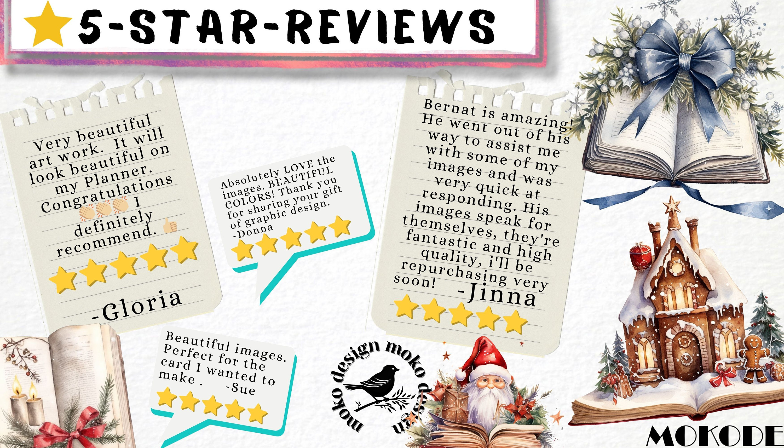 Watercolor Christmas Books Clipart Set Of 15 Fantasy Magical Etsy