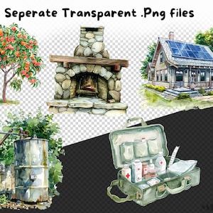 Homesteading Clipart 101 Png, Off-grid Watercolor Sustainable Living ...