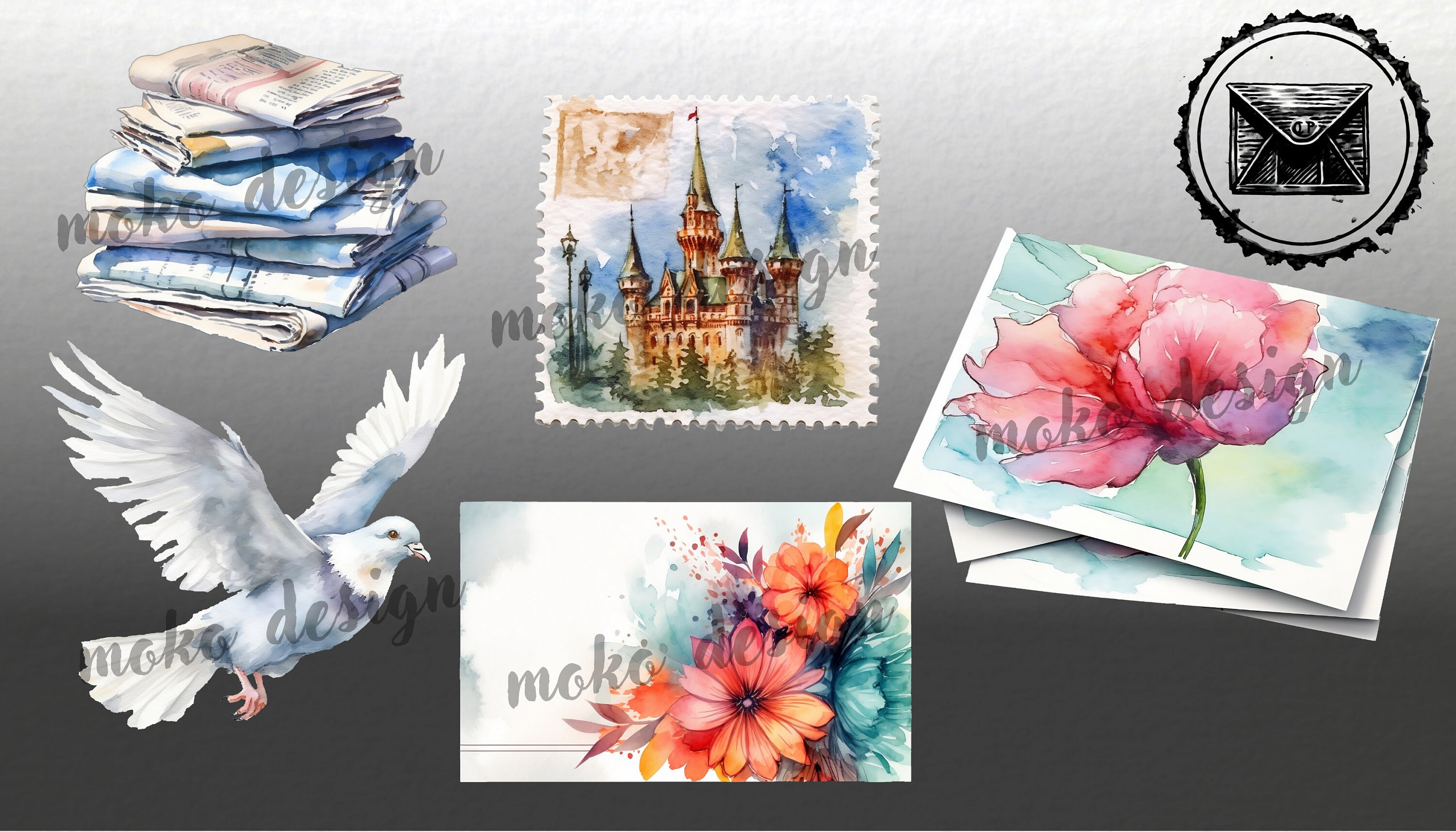 26 Watercolor Post Office Clipart, Mail Carrier Clipart, Envelope ...