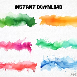 Watercolor Colour Splash Borders 17 Png Clipart Bundle, DIY Abstract ...