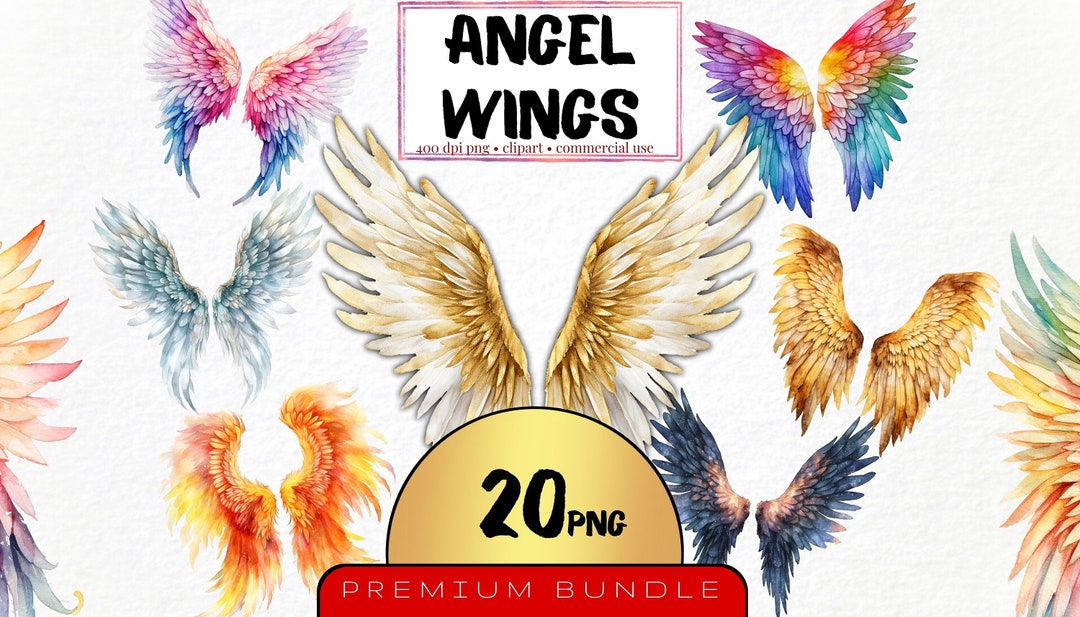 Angel Wings Clipart, Set of 20, Feather Wings Png, Spiritual Clipart ...