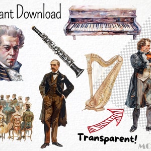 Classical Music Clipart 87 Png, Watercolor Orchesta Symphony Violin ...