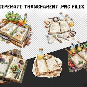 Watercolor Recipe Book Clipart 22 Png, Cookbook Art, Healthy Food ...