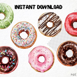 Watercolor Donuts Clipart 71 Png, Doughnut Flavour Graphics, Pastries ...