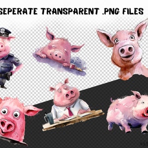 Funny Pink Pig Clipart 30 Png, Cute Caricature Piglet, Farm Animal ...