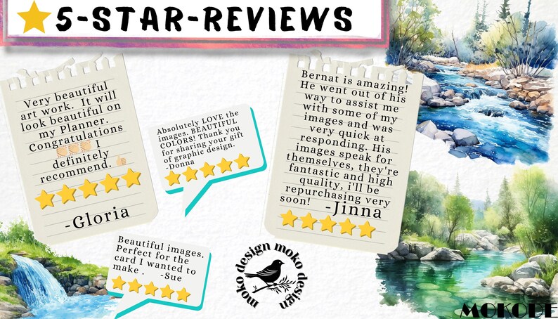 Watercolor Natural Spring Clipart, Set of 33, Freshwater Springs ...