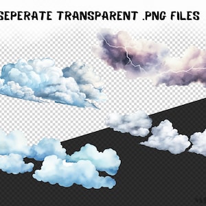 Watercolor Cloud Borders, 27 Png, Cloudy Clipart, DIY Nature Graphics ...